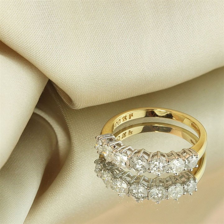 18ct Gold Diamond Claw-Set Half-Eternity Ring, 1ct - D4222 | F.Hinds ...
