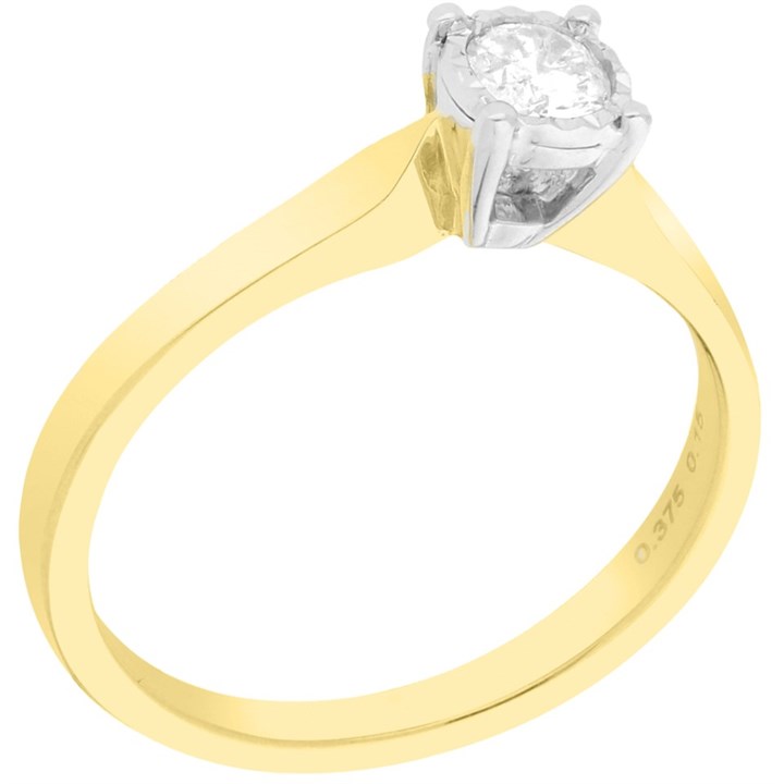 9ct Gold Illusion Set Diamond Solitaire Ring - 15pt - D50148 | F.Hinds ...