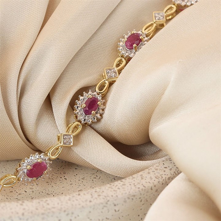 9ct Ruby And Diamond Bracelet - D5734 | F.Hinds Jewellers