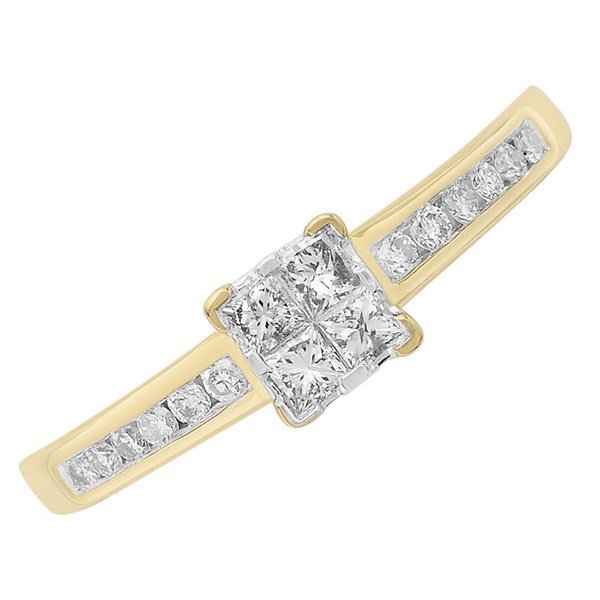9ct Gold Princess Cut Diamond Cluster Ring - 1/3ct - D6059 | F.Hinds ...