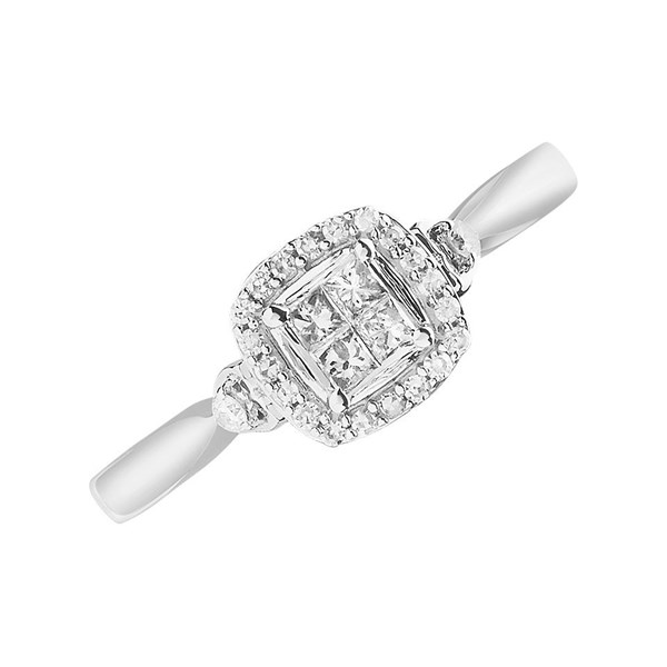 9ct White Gold Princess Cut Diamond Cluster Ring - 1/4ct - D63108 | F ...