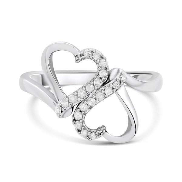 9ct White Gold Diamond Double Heart Ring - 15pts - D66148 | F.Hinds ...