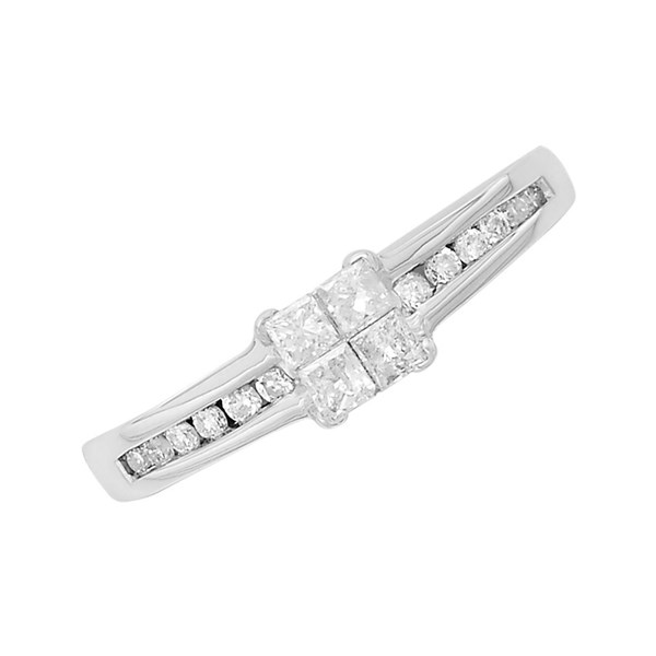 9ct White Gold Princess Cut Diamond Cluster Ring - 1/3ct - D6870 | F ...