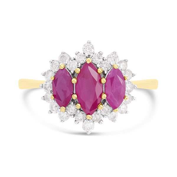 9ct Gold Ruby And Diamond Cluster Ring - 40pts - D7326 | F.Hinds Jewellers