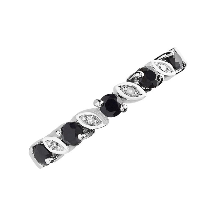 9ct White Gold Sapphire And Diamond Half Eternity Ring - D7785 | F ...