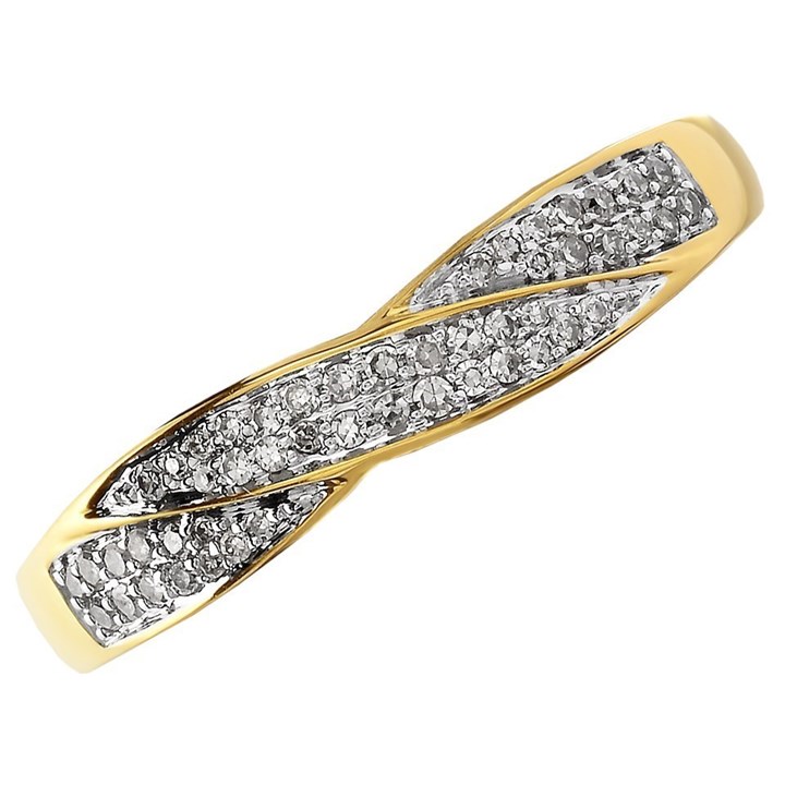 9ct Gold Diamond Crossover Band Ring - 15pts - EXCLUSIVE - D8048 | F ...