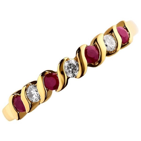 9ct Gold Diamond And Ruby Wave Ring - 11pts - D8223 | F.Hinds Jewellers