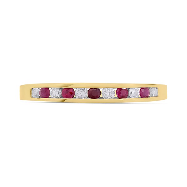 9ct Gold Ruby And Diamond Half Eternity Ring - 14pts - D8232 | F.Hinds Jewellers