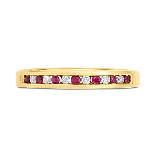 9ct Channel-Set Ruby And Diamond Half-Eternity Ring - D8245 | F.Hinds ...
