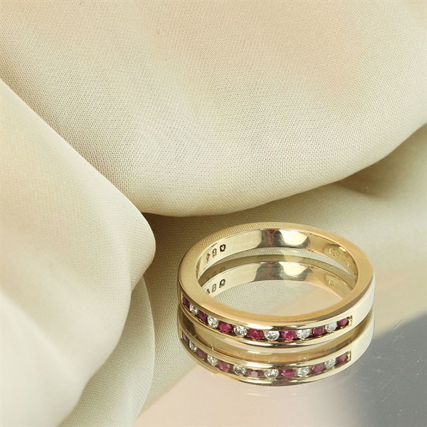 9ct Channel-Set Ruby And Diamond Half-Eternity Ring - D8245 | F.Hinds ...