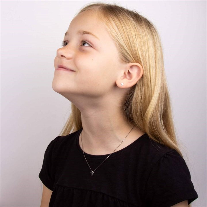D For Diamond Silver Diamond Set Children's Cross And Chain - F7303 | F ...