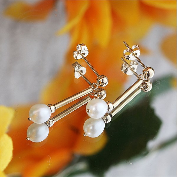 9ct Gold Freshwater Pearl Drop Earrings - G1474 | F.Hinds Jewellers