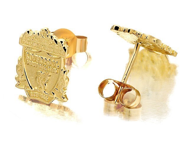 9ct Gold Liverpool FC Crest Stud Earrings - J2271 | F.Hinds Jewellers
