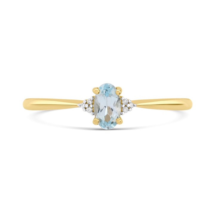 9ct Gold Blue Topaz And Diamond Birthstone Ring - December - R0212 | F ...
