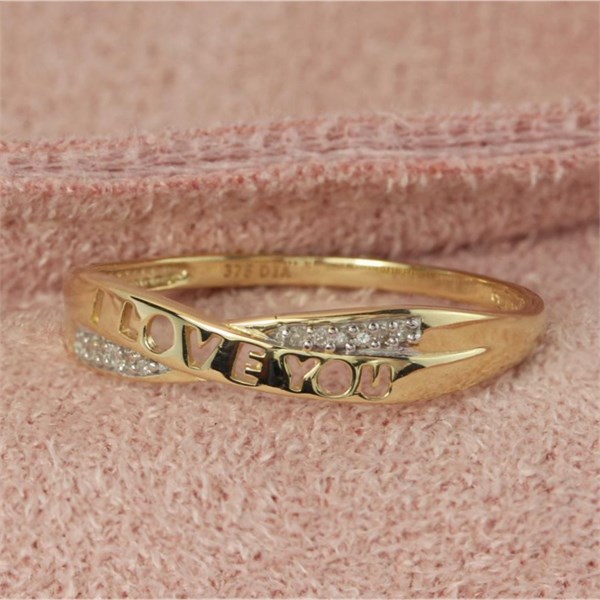9ct Gold Diamond Set I Love You Ring - R2142 | F.Hinds Jewellers