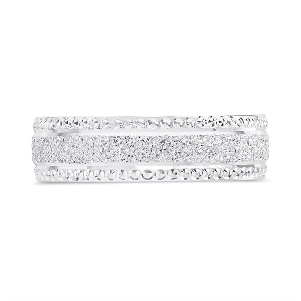 9ct White Gold Sparkle Centre/ Beaded Edge Wedding Ring - 5mm - R2338 ...