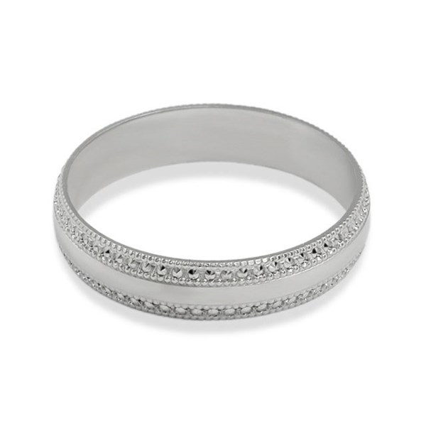 9ct White Gold Beaded Edge Wedding Ring - 4mm - R2394 | F.Hinds Jewellers