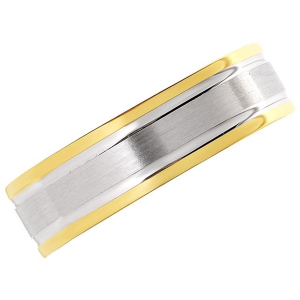 9ct Two Colour Gold Square Edged Wedding Ring - 5mm - R4587 | F.Hinds ...