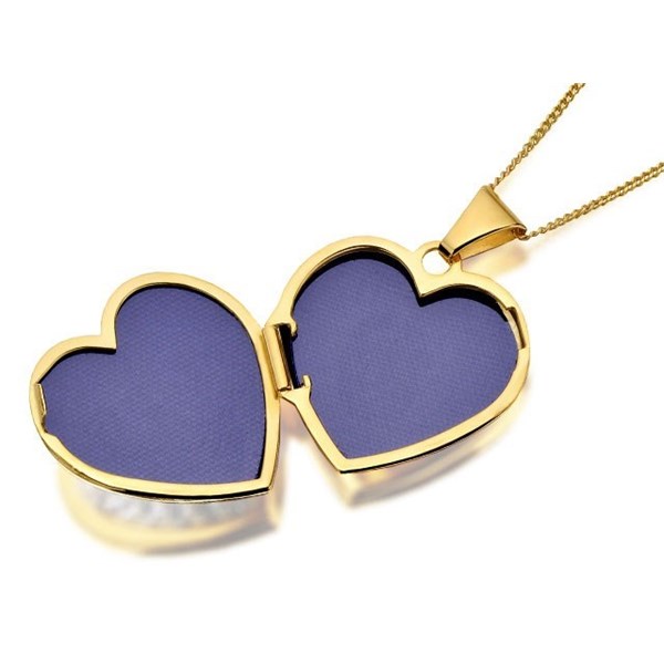9ct Gold Two Colour Crystal Heart Locket And Chain - R7234 | F.Hinds ...