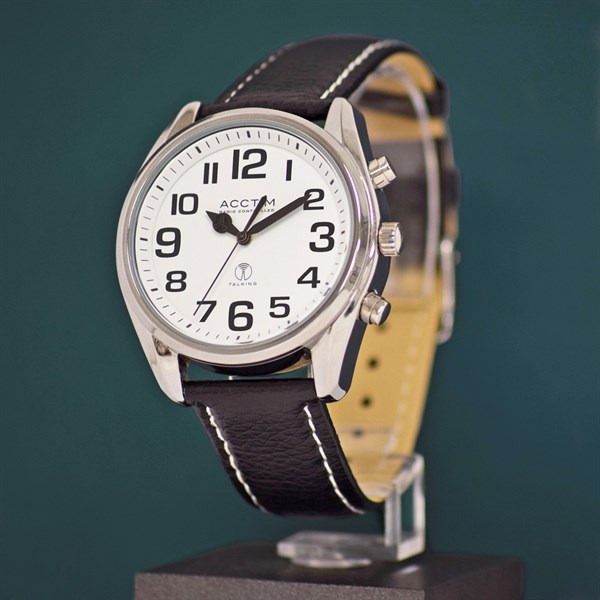 Acctim 60553 Radio Controlled Black Leather Strap Talking Watch - W2214 ...