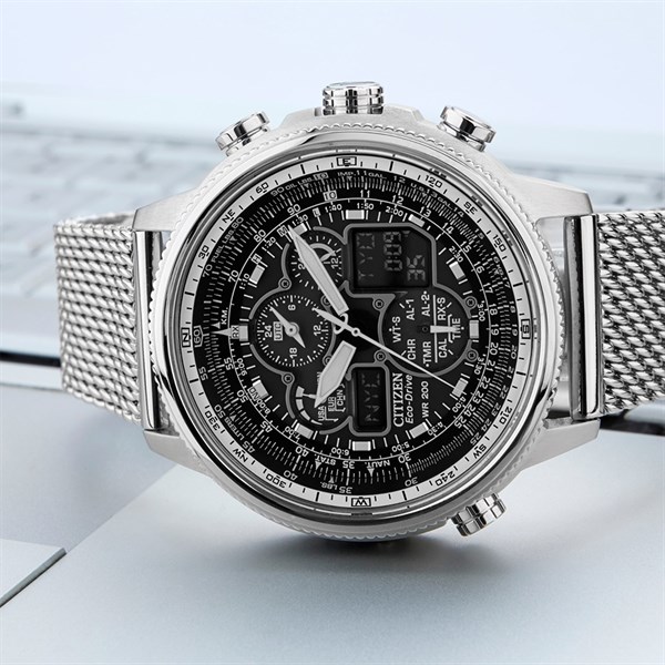 Citizen Promaster JY8030-83E Navihawk A-T Eco-Drive Mesh Bracelet Watch ...