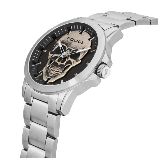 Police Flick Stainless Steel Skull Dial Bracelet Watch - W44102 | F ...