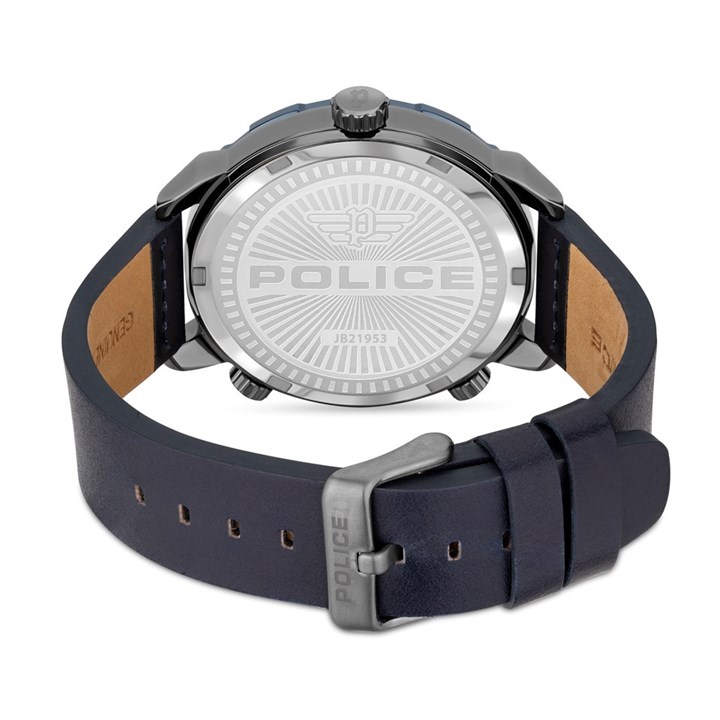 Police Extreme Rebel Blue Leather Strap Watch - W44138 | F.Hinds Jewellers
