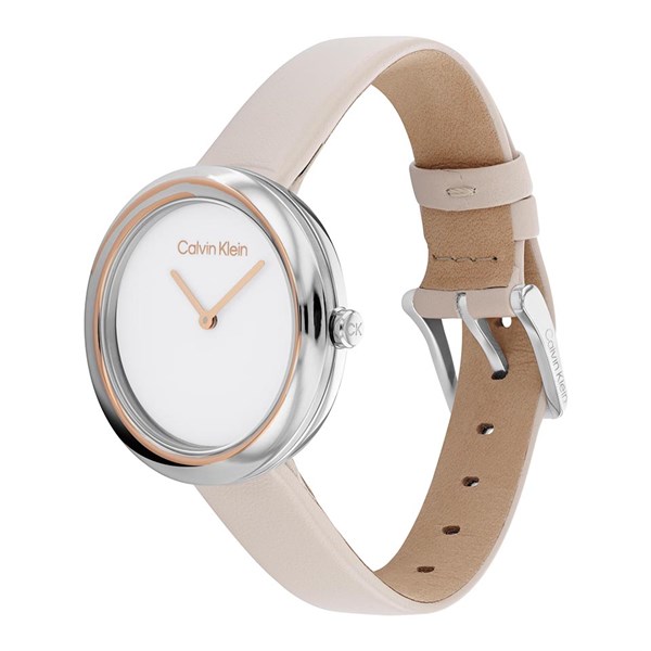 Calvin Klein 25200094 Two Tone Grey Leather Strap Watch - W4686 | F ...