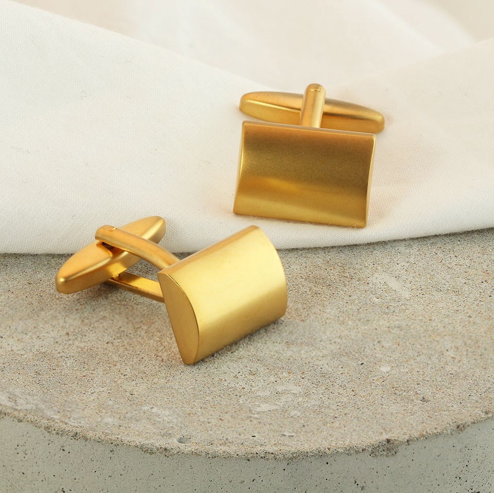 Gold Tone Rectangular Domed Cufflinks - A45158 | F.Hinds Jewellers