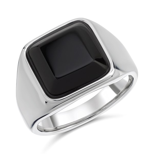 Joseph & George Stainless Steel Onyx Signet Ring - A3412 | F.Hinds ...