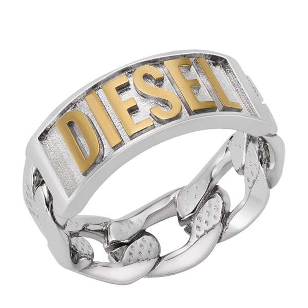 Diesel DX1420931 Stainless Steel And Yellow IP Logo Ring - A9220 | F ...