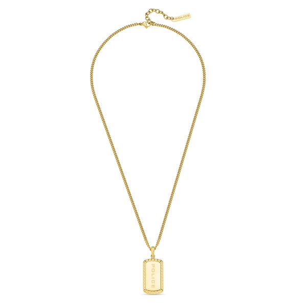Police PEAGN0041302 URBAN Stainless Steel Gold Tone Tag Necklace ...