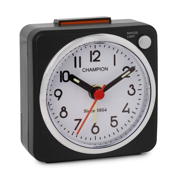 Champion Black Square Alarm Clock - C06120 | F.Hinds Jewellers