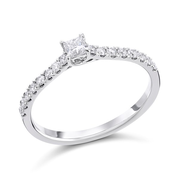 Platinum Princess Cut Diamond Engagement Ring - 1/3ct - AGI ...
