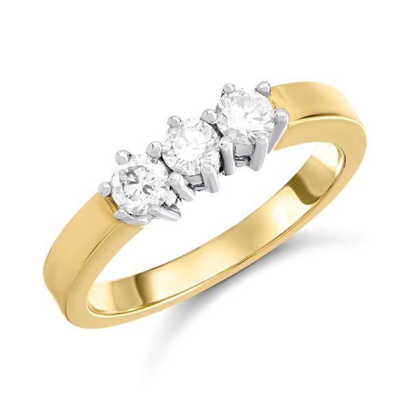 18ct Gold Diamond Trilogy Ring, 1/2ct - D1108 | F.Hinds Jewellers