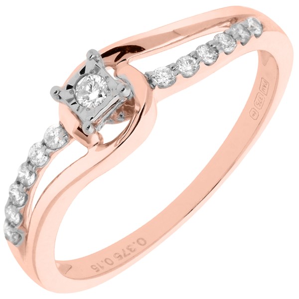 9ct Rose Gold Diamond Engagement Ring - 15pts - D51150 | F.Hinds Jewellers