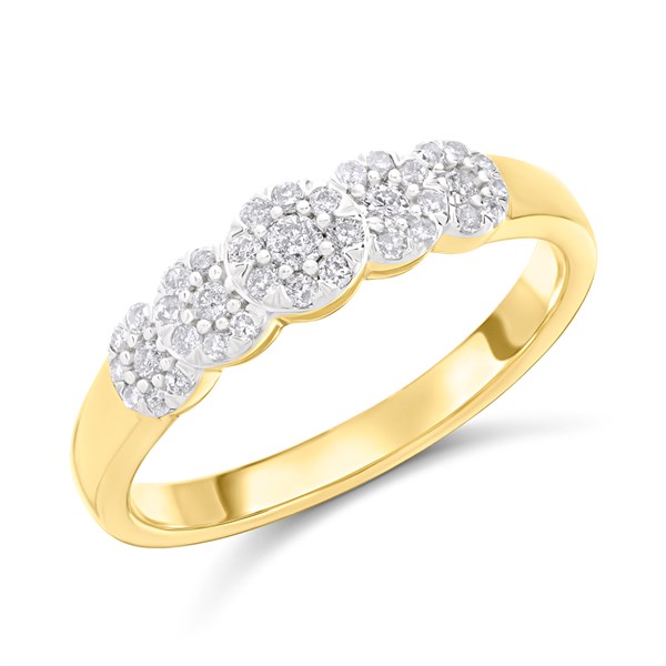 9ct Graduated Diamond Cluster Ring, 1/4ct - D5830 | F.Hinds Jewellers