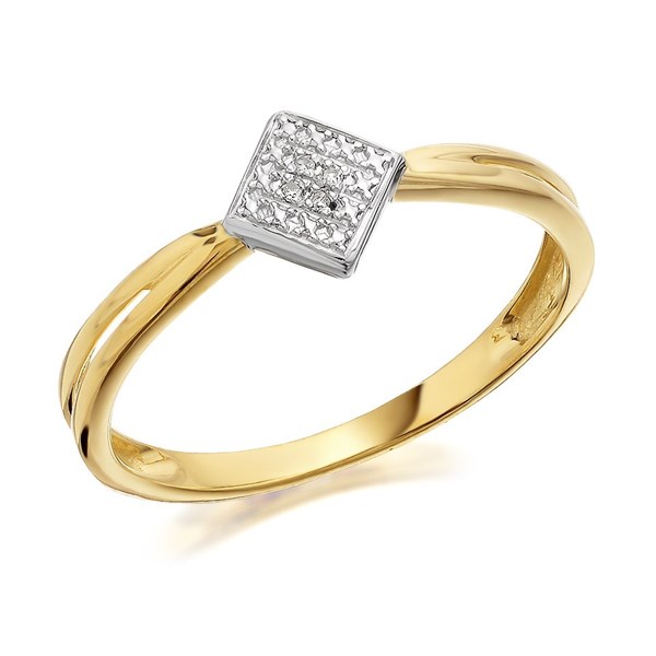 9ct Gold Diamond Rhombus Cluster Ring - D6035 | F.Hinds Jewellers