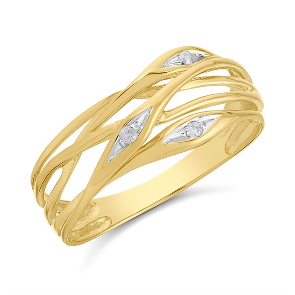9ct Gold Diamond Open Strand Band Ring - D61159 | F.Hinds Jewellers