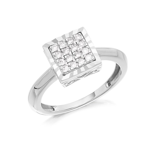 9ct White Gold Square Diamond Cluster Ring - 15pts - D66111 | F.Hinds ...