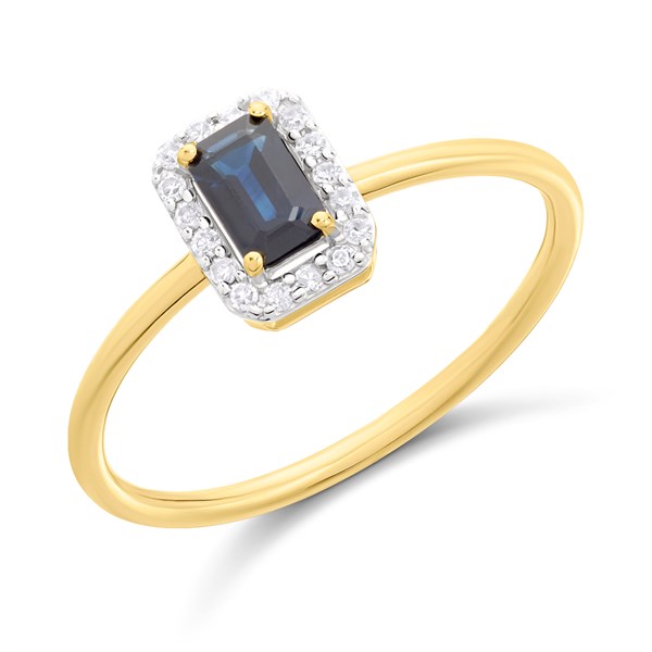 9ct Rectangular Sapphire And Diamond Cluster Ring - D6757 | F.Hinds ...