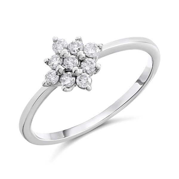 9ct White Gold Diamond Cluster Ring - 1/4ct - D68124 | F.Hinds Jewellers
