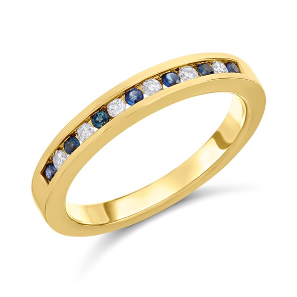 9ct Channel-Set Sapphire And Diamond Half-Eternity Ring - D8134 | F ...