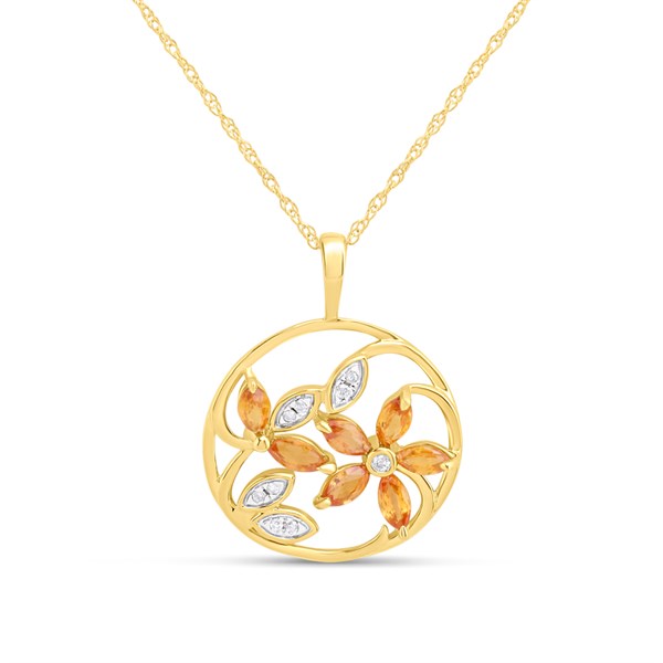 9ct Yellow Sapphire And Diamond Round Necklace - D95149 | F.Hinds Jewellers