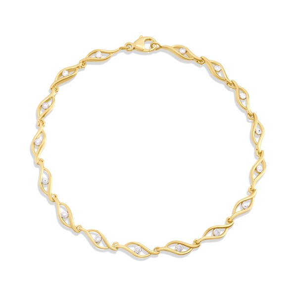 My Diamonds Gold Plated Silver Diamond-Set Wave-Link Bracelet - D99273 ...