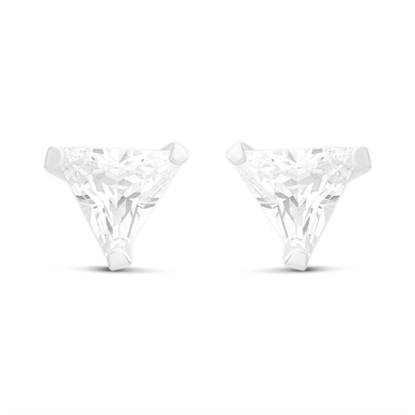 Silver Triangle Cubic Zirconia Stud Earrings - 5mm - F04058 | F.Hinds ...