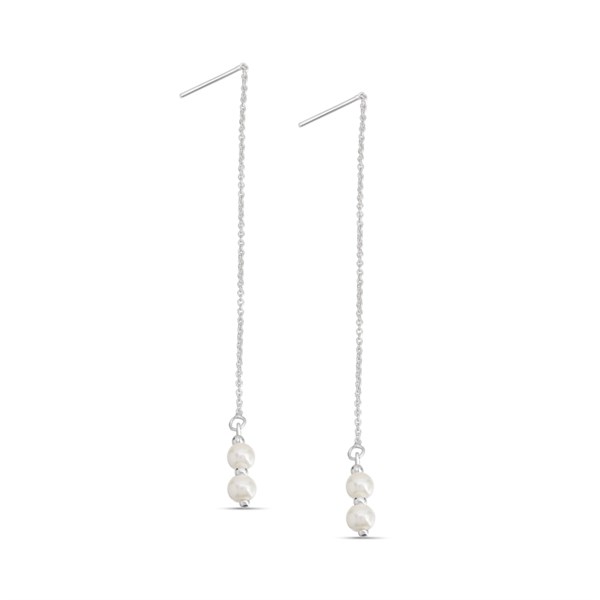 Silver Simulated Pearl Pull Through Earrings - F08014 | F.Hinds Jewellers