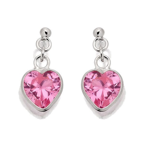Silver Pink Cubic Zirconia Heart Drop Earrings - 15mm drop - F1288 | F ...