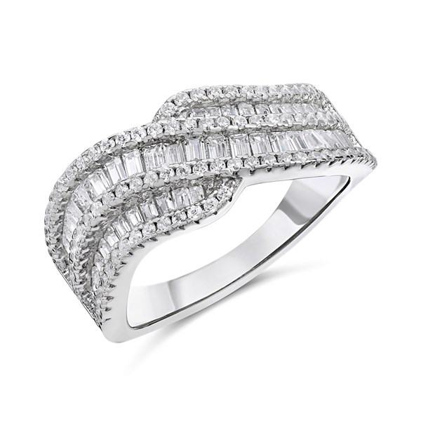 Silver Cubic Zirconia Wave Band Ring - F6087 | F.Hinds Jewellers