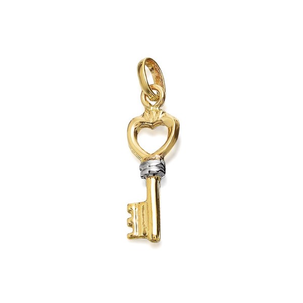 9ct Gold Two Colour Key Charm - G3311 | F.Hinds Jewellers